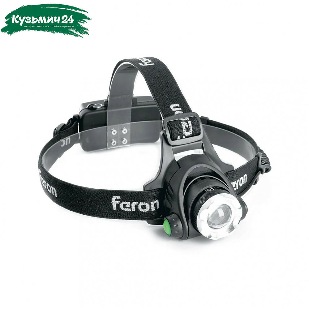 Фонарь светодиодный налобный Feron TH2305 Zoom аккумуляторный, 5 Вт, 2х18650, пластик, алюминий, черный