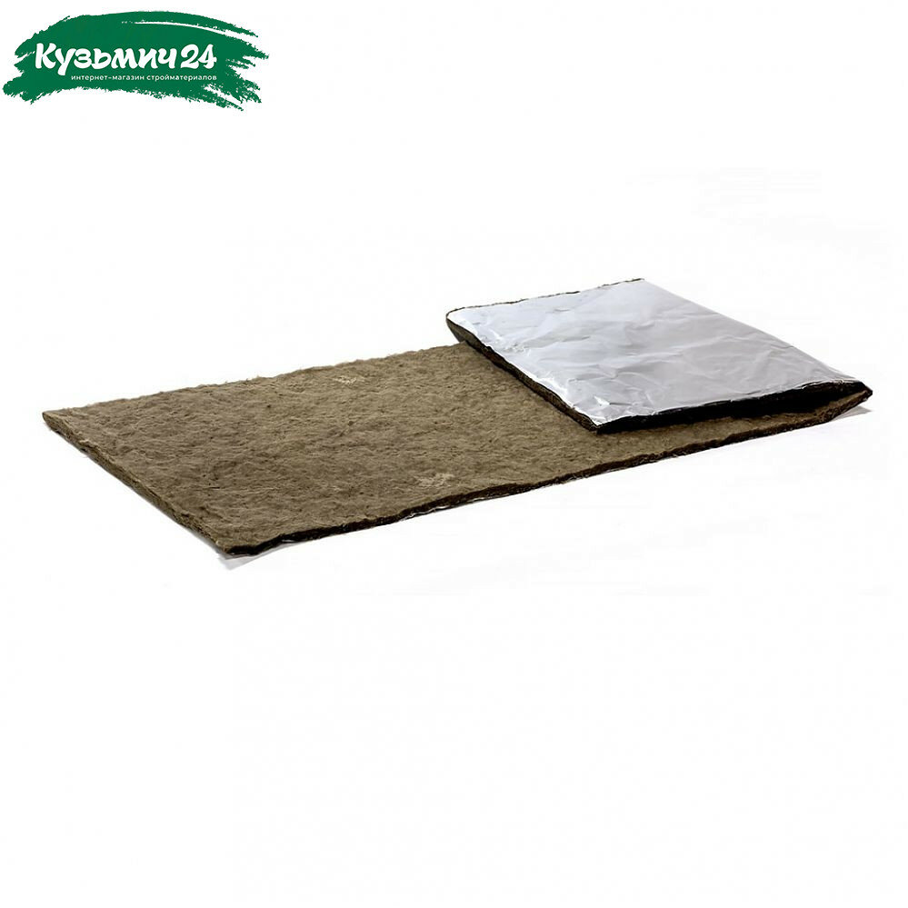 Картон базальтовый с фольгой, для бани и сауны, 10х600х1250 мм, 1 шт.