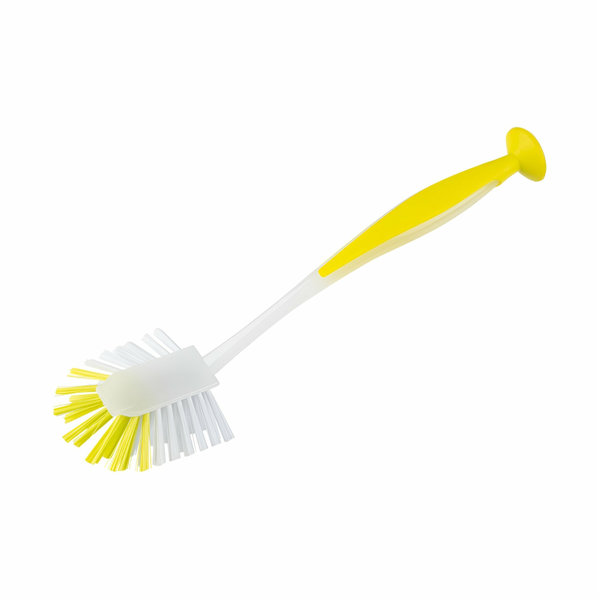 Щетка мытья для посуды Рыжий кот KB-11, на присоске, 290 x 80 x 65 мм, желтая