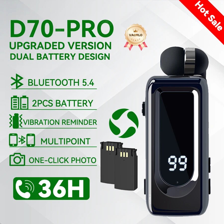 Беспроводные наушники VAORLO D70Pro Черный, Black