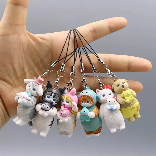 Кукла-брелок Hello Kitty 6 см, милая кукла-брелок Sanrio My Melody, аниме-корица, собака Куроми, кошка, подарок, детская игрушка