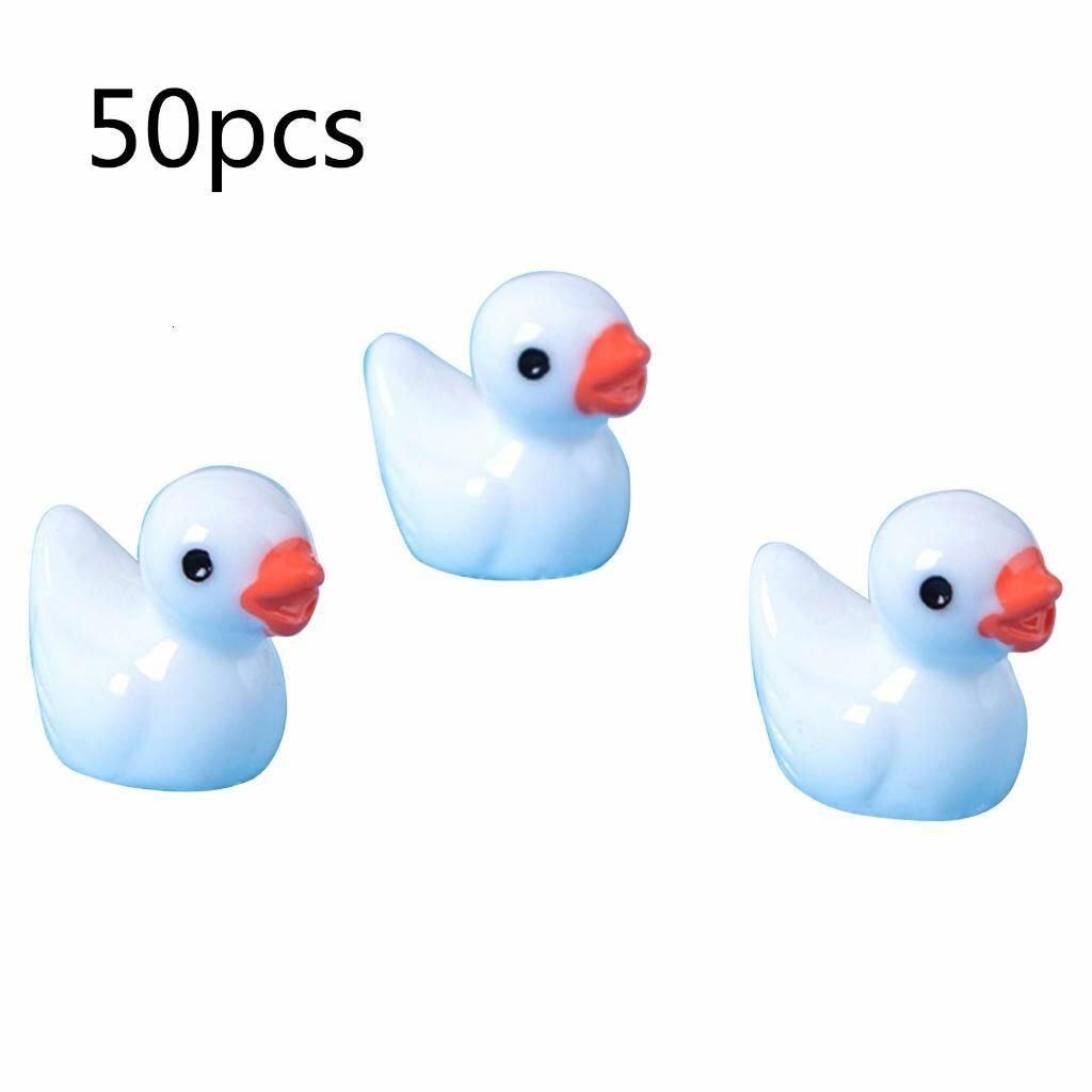 1 пакетик по 50 шт, маленькая желтая уточка из смолы своими руками-белая