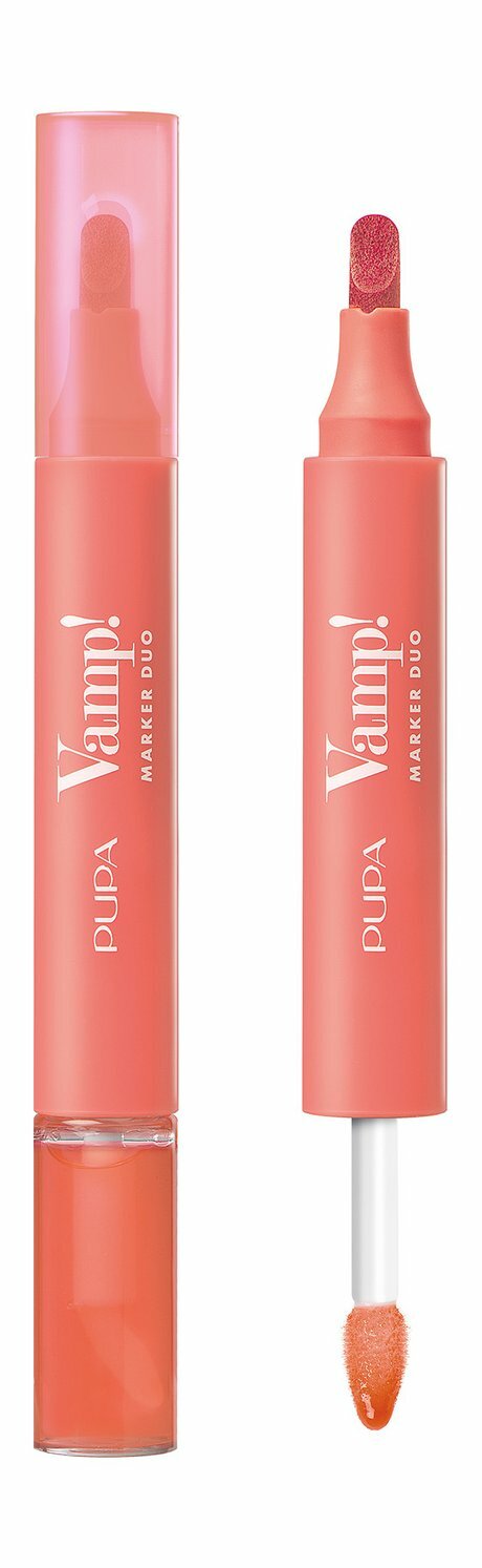 Pupa Vamp! Marker Duo Lip Marker Oil Gloss Двусторонний маркер-блеск для губ 2-в-1 | 008 Orange Sorbet 50мл