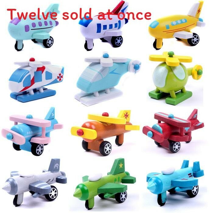 Wooden kids toy car and aircraft models for creative play and brain development airplane