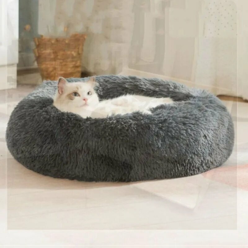 Круглая палюшка-палатка для кошек и собак теплый домик с длинным ворсом для всесезонного уюта вашего питомца