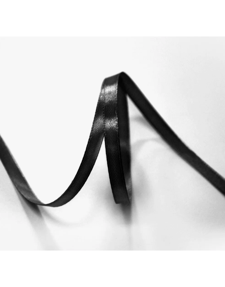 Лента атласная 6мм 24,5м цвет чёрный LA06-113а