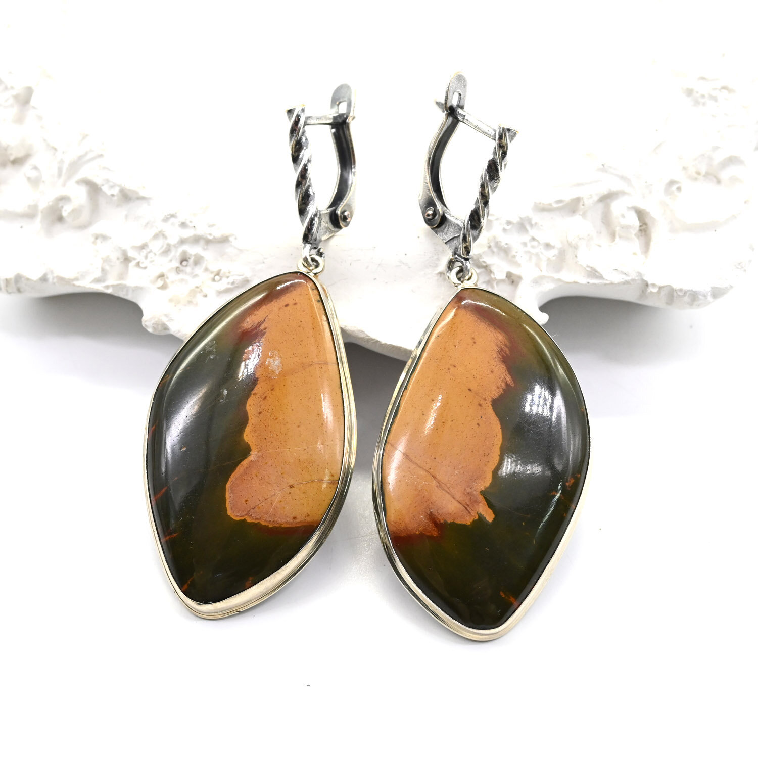 Серьги, яшма