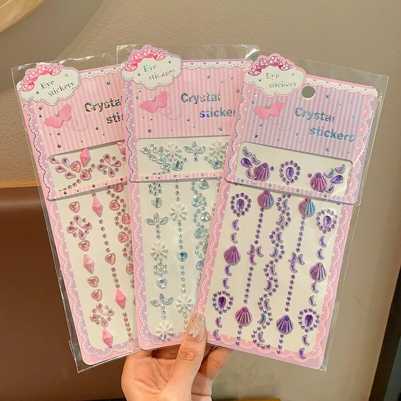 Детские наклейки с алмазами для лица, наклейки для сценического макияжа для девочек, наклейки для рисования на лице для