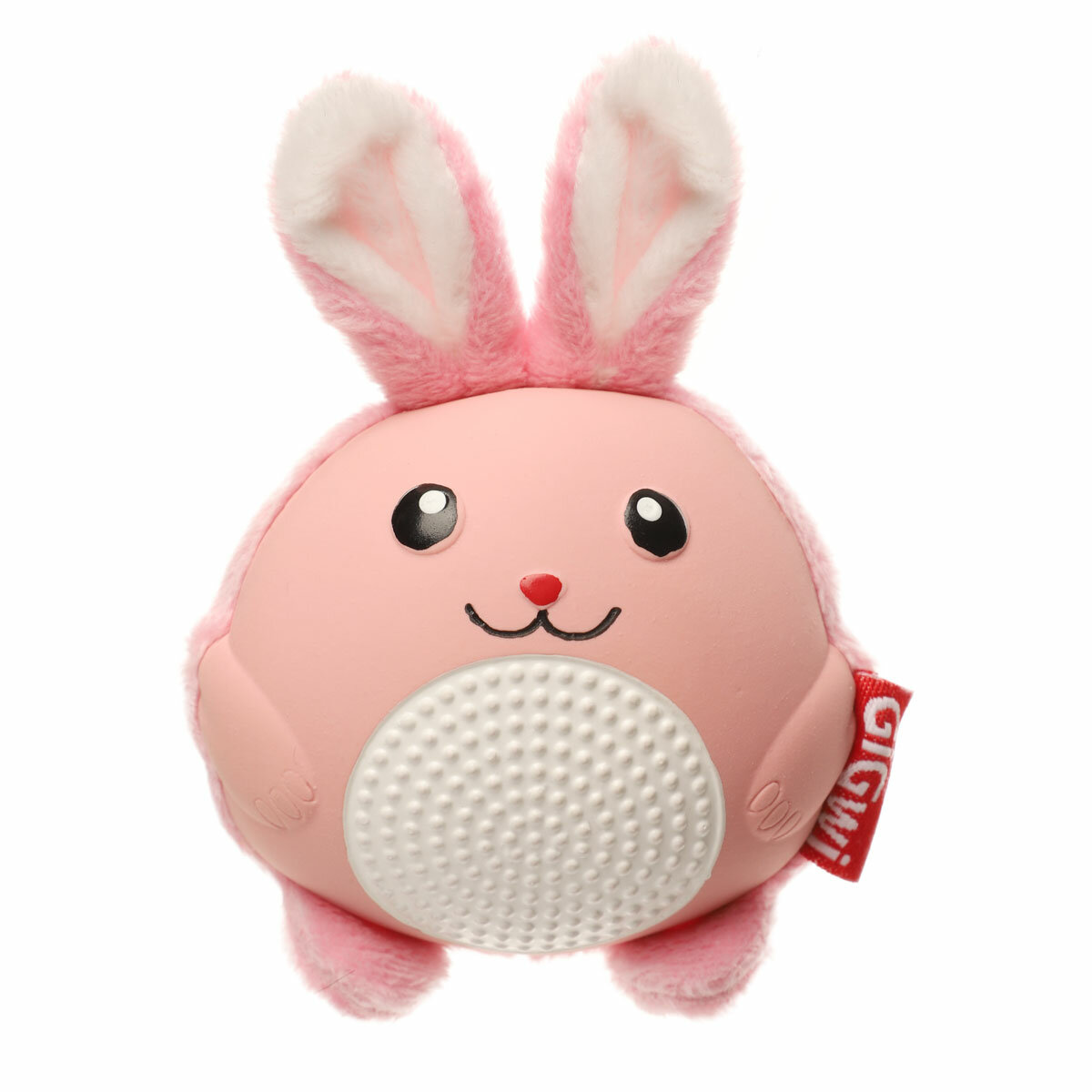 Игрушка для собак мелких пород мягкая "Зайчонок с тренажёром для зубов и пищалкой", 9см Gigwi