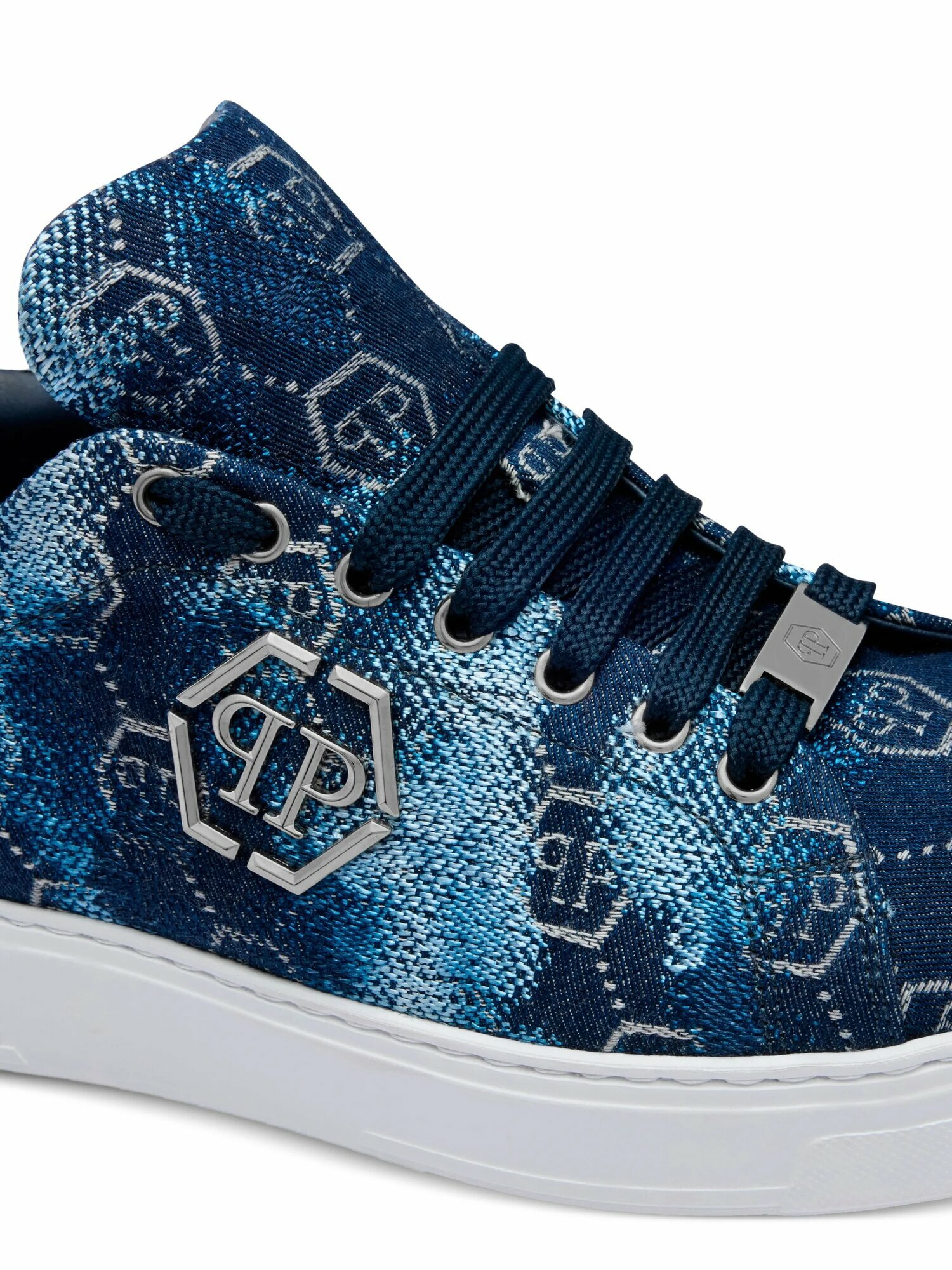 Кроссовки PHILIPP PLEIN Jacquard monogram low-top sneakers, размер 36, blue — фото 1