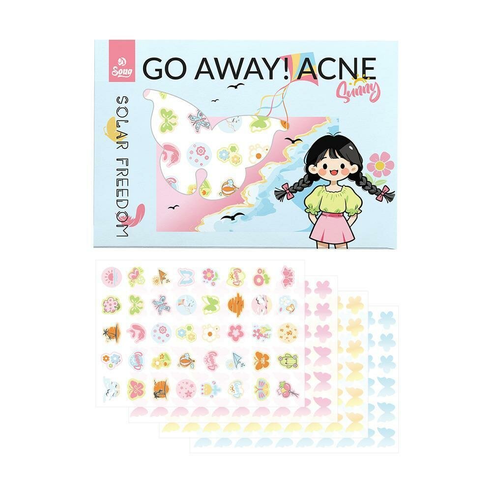 Патчи от прыщей большой набор 220 шт, звездочки для лица, маскирующие пластыри от акне и следов