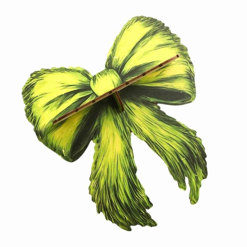 Деревянная полка в виде зеленой Рождественской елки с бантом-ms9485