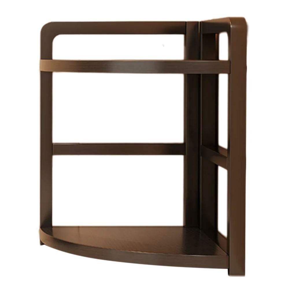 Двухъярусная деревянная полка в угол, черная ива - Маленький двухэтажный