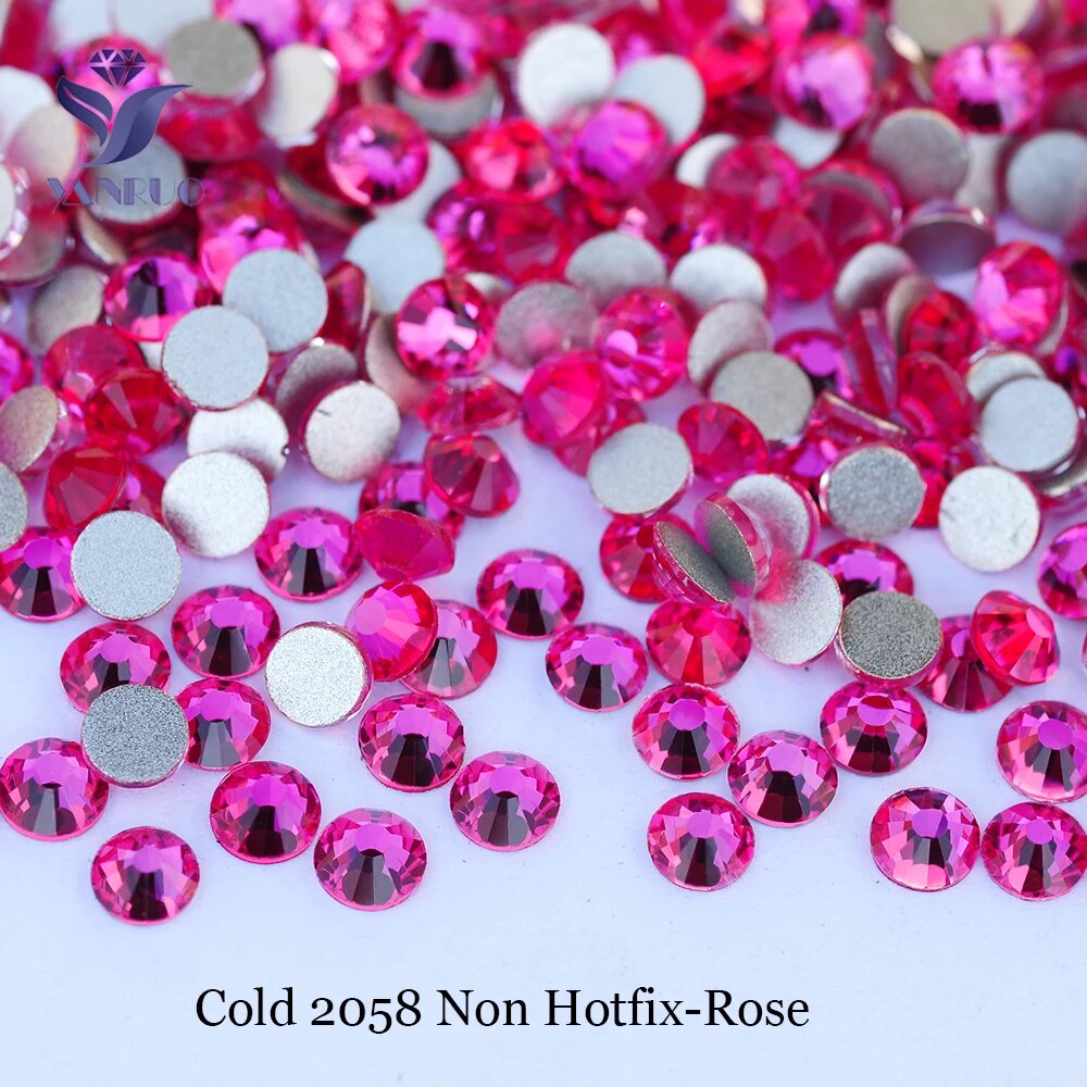 Стразы YANRUO Rose, розовые, SS3-SS34
