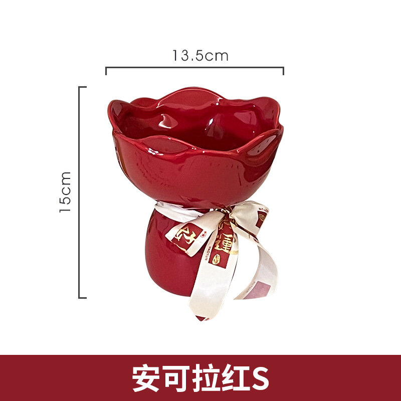 Винтажная высококачественная керамическая ваза, декоративное украшение, легкая роскошь, маленькая ваза для цветов, высокая эстетика, свадебный подарок