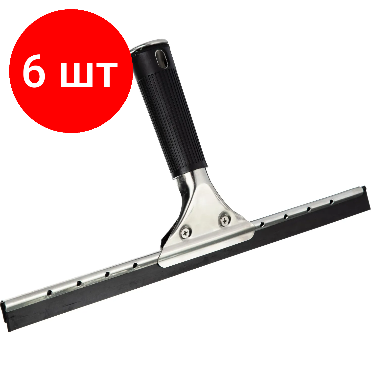 Комплект 6 штук, Сгон для мытья окон нерж сталь резина 35см AF06103