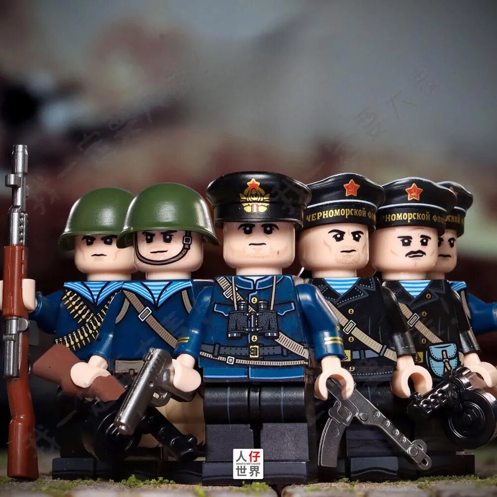 Набор <Черные дьяволы>: морпехи СССР морская пехота для конструктора. Пехотинцы, каски, детализированное оружие, совместимы с легo конструкторами.-