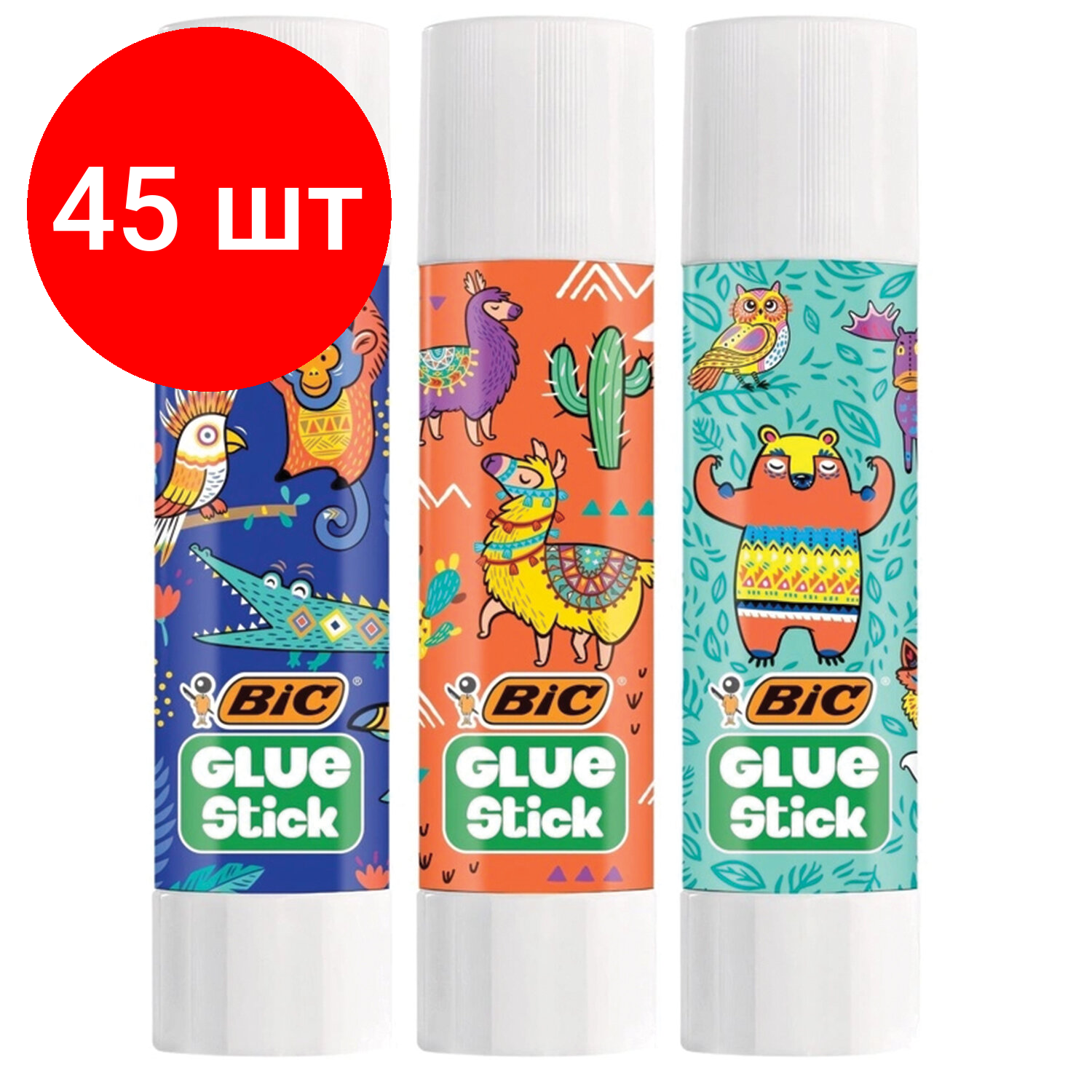 Комплект 45 шт, Клей-карандаш BIC "ECOlutions" 8 г, обесцвечивающийся после высыхания 514784