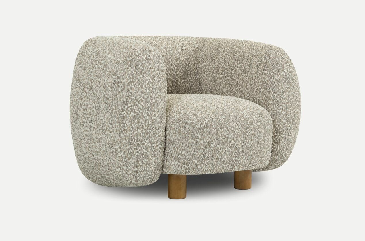 Кресло в гостиную мягкое Divan.ru Лонди Букле Марбле, бежевый, букле, с подлокотниками