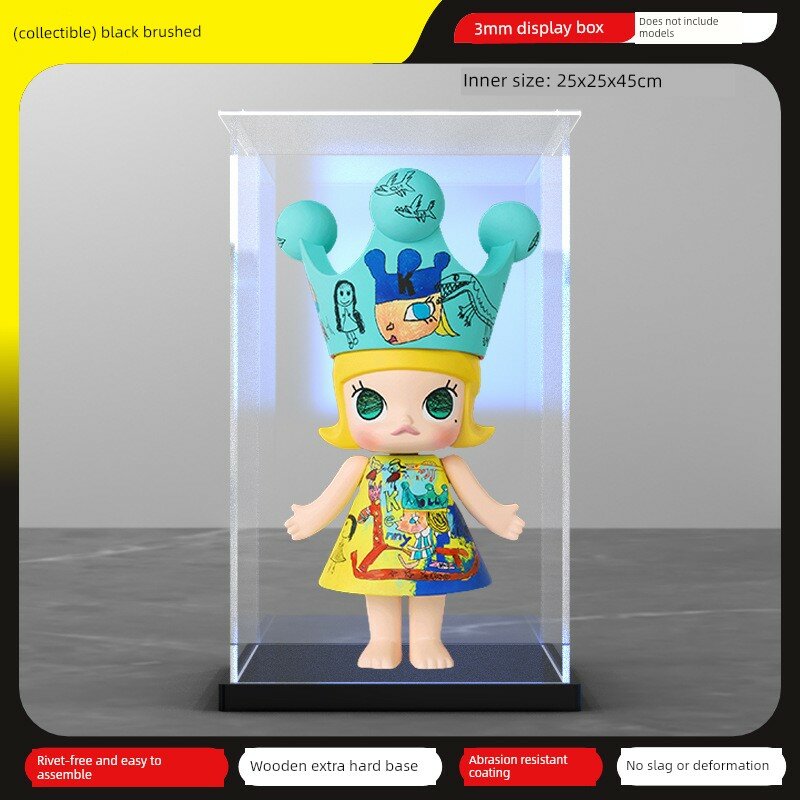 Акриловый кейс для фигурки MOLLY 400% Princess Series, коллекционная версия, черная матовая поверхность, 25x25x45 см