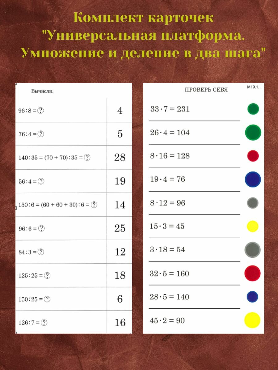 Комплект карточек "Универсальная платформа. Умножение и деление в два шага"
