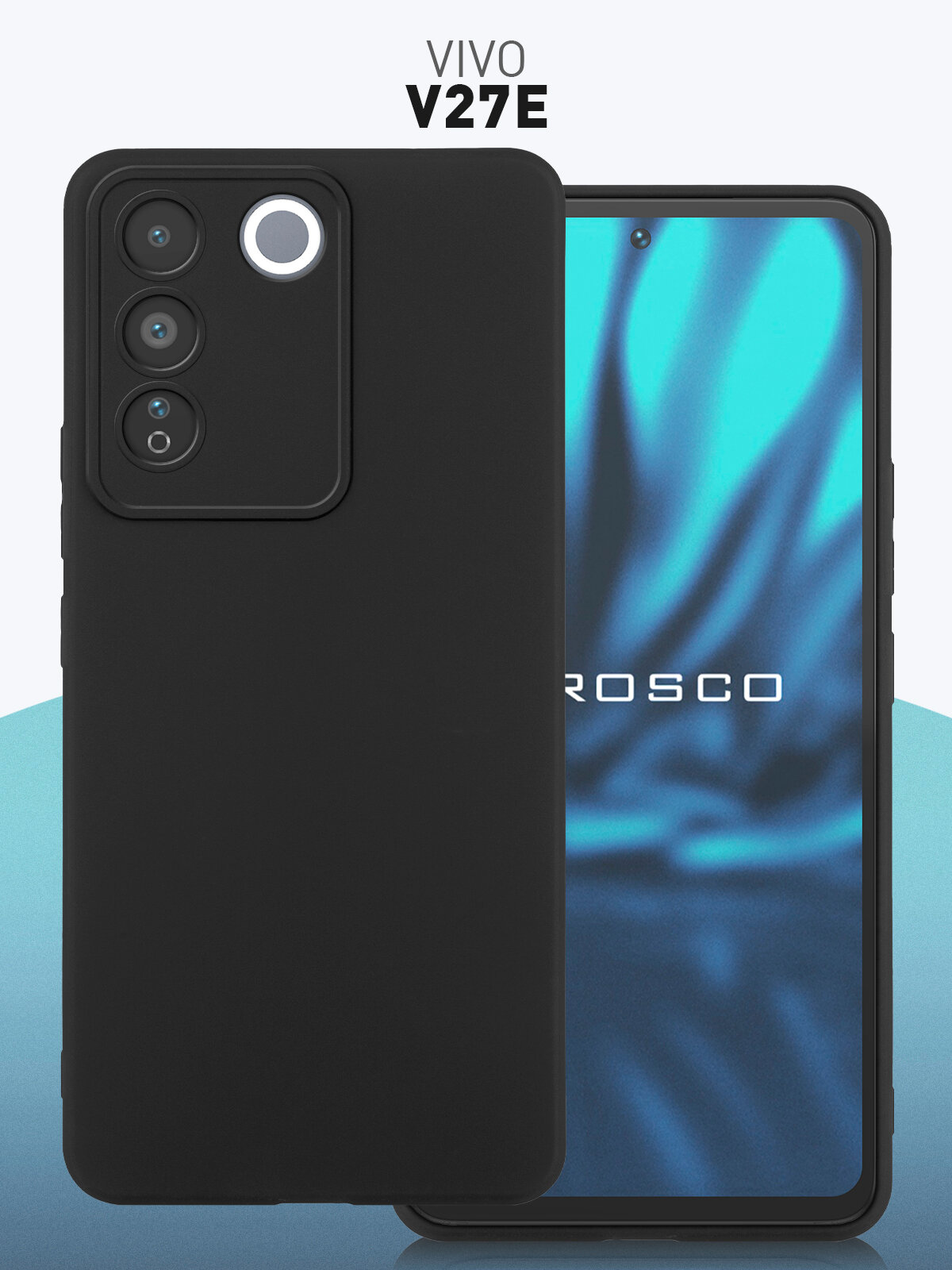 Матовый силиконовый чехол Rosco на Vivo V27e (Виво В27е), тонкий, черный