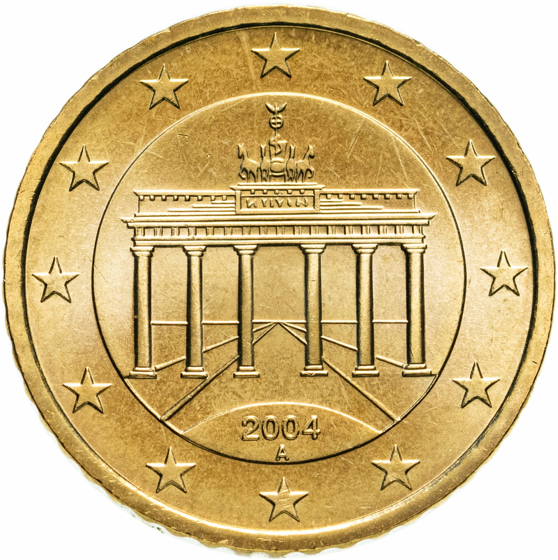 Германия 50 центов cents 2004 двор A, Латунь, в сохранности UNC