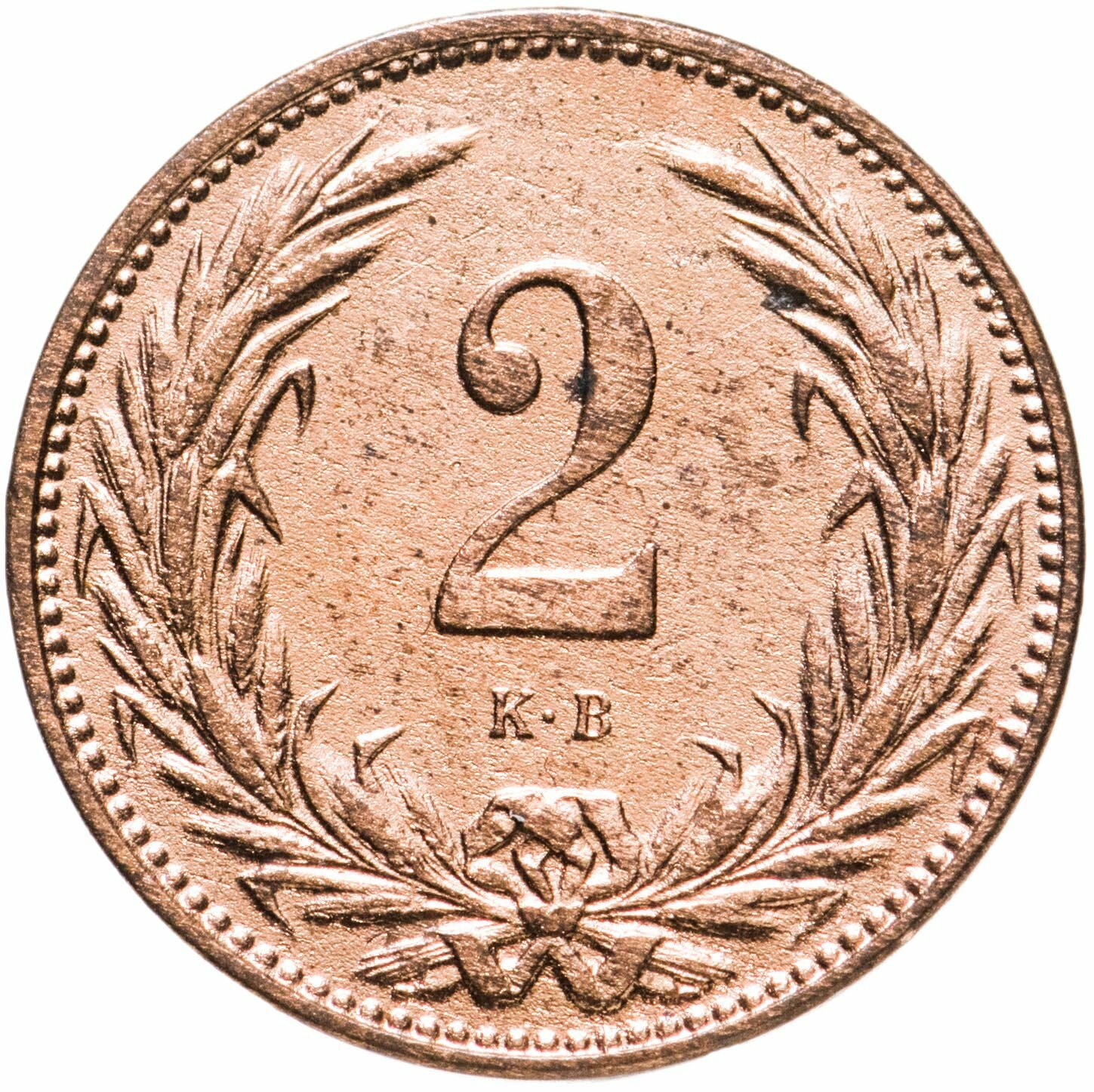 Австро-Венгрия 2 филлера filler 1898, монета для Венгрии, Бронза, в сохранности XF