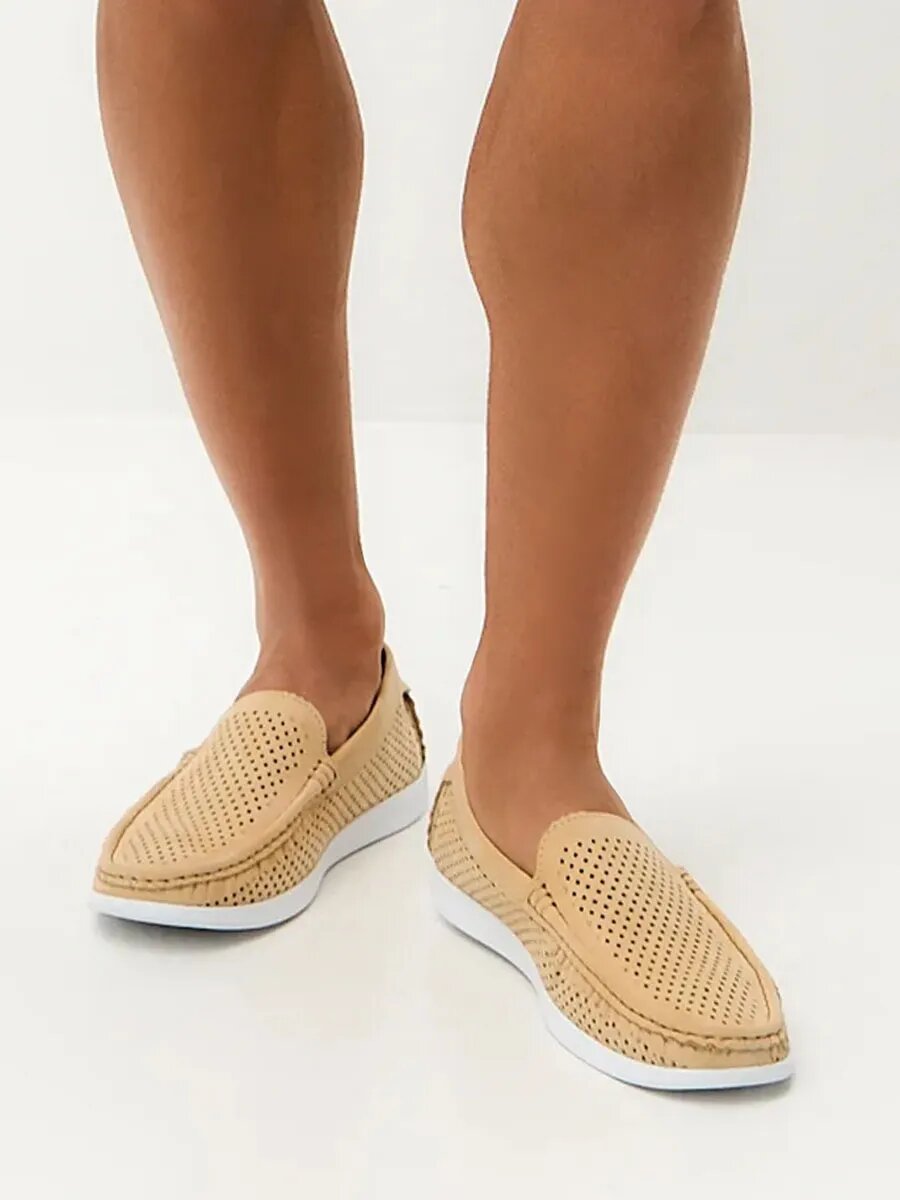 Мокасины кожаные летние с перфорацией