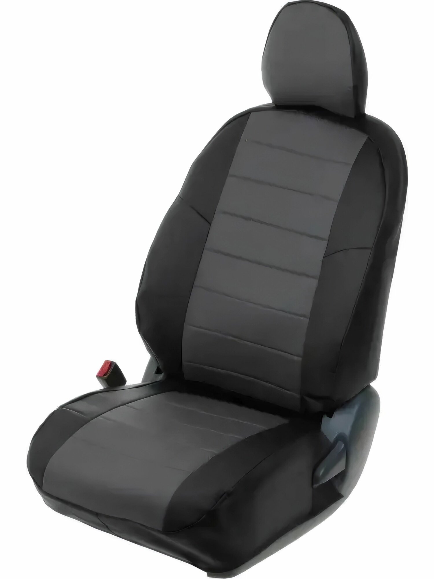 Комплект автомобильных чехлов Seintex 89924 для HYUNDAI GETZ 2005- - рисунок полоски, черно-серого цвета, материал экокожа с перфорацией