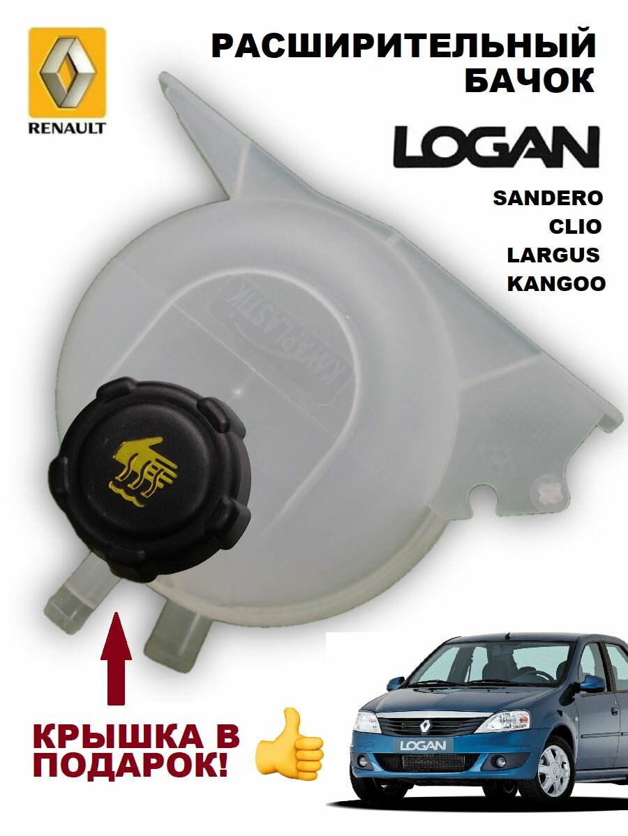 Расширительный бачок Logan 1, Kangoo 1, Sandero 1, Largus. С крышкой.