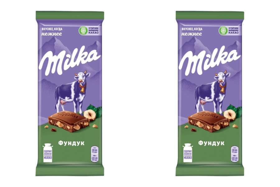 Милка молочный шоколад с Фундуком, 80 г, 2 шт