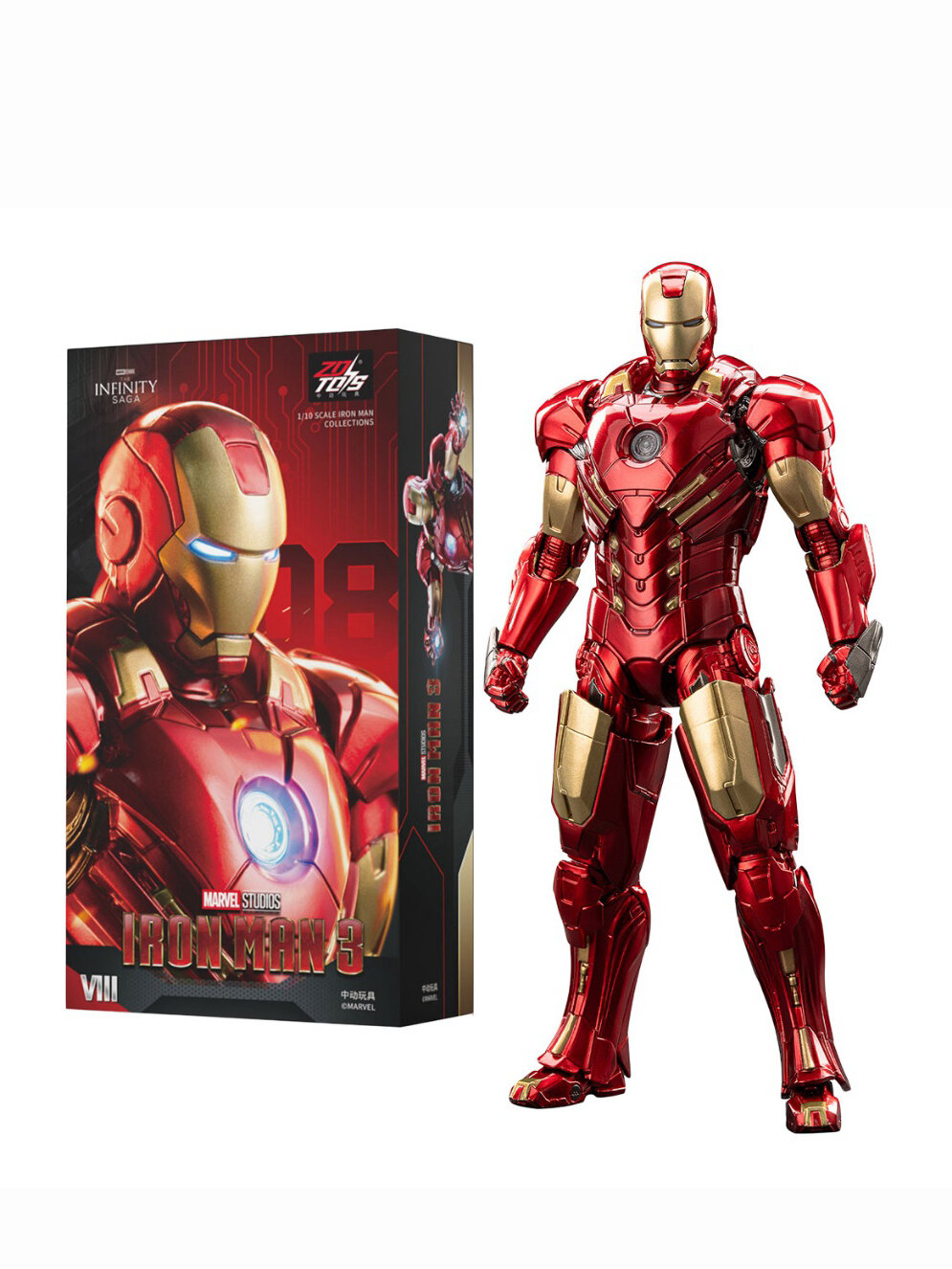 Коллекционная фигурка ZD Toys Iron Man Mark VIII MK8 1:10 18 см Железный человек Iron Man 3