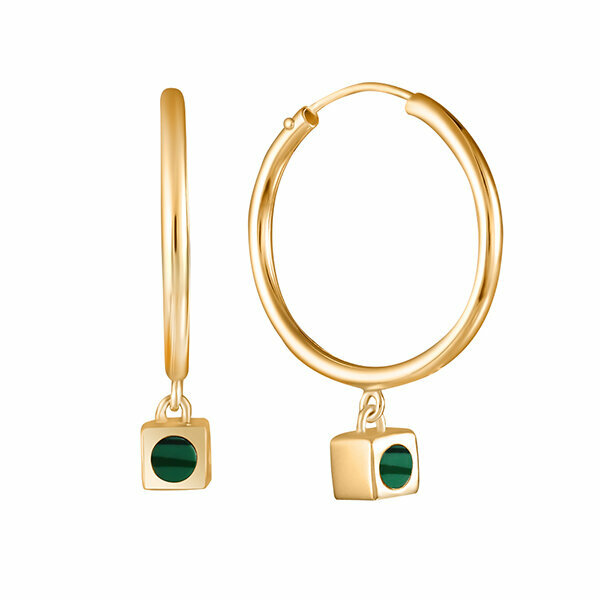 Серьги, серебро, 925 проба, малахит