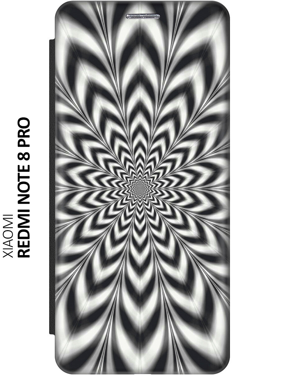 Чехол-книжка Черно-белая иллюзия на Xiaomi Redmi Note 8 Pro / Сяоми Редми Ноут 8 Про черный