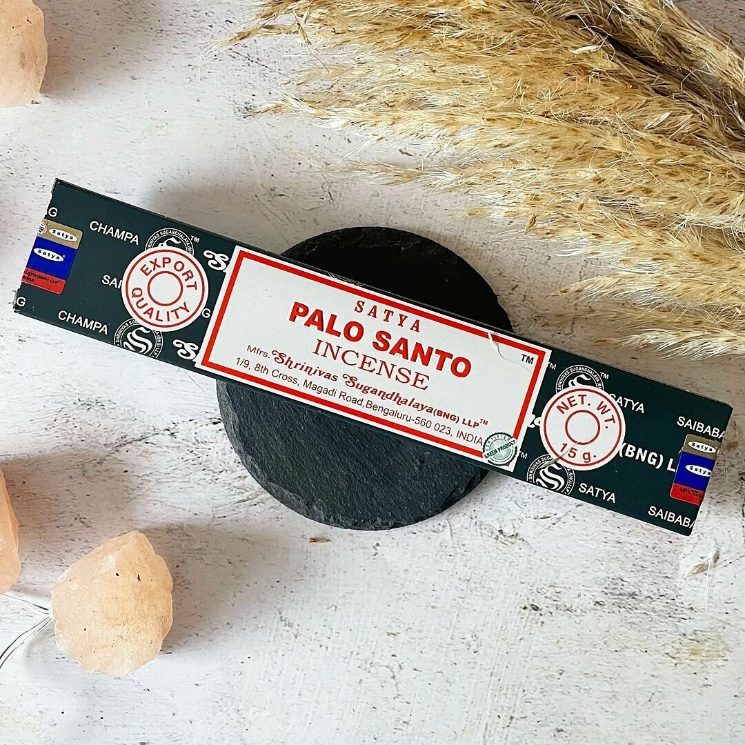 Индийские благовония Сатья Пало Санто (Satya Palo Santo) натуральные ароматические палочки для дома, йоги, медитации, релакса, очистки воздуха и ароматерапии 15 гр
