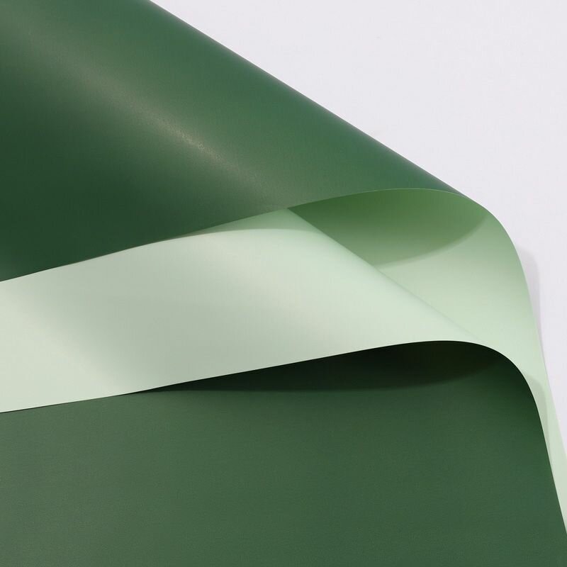 Пленка матовая двусторонняя для упаковки цветов, подарков 58х58 - 20 шт. изумрудный/серо-зеленый