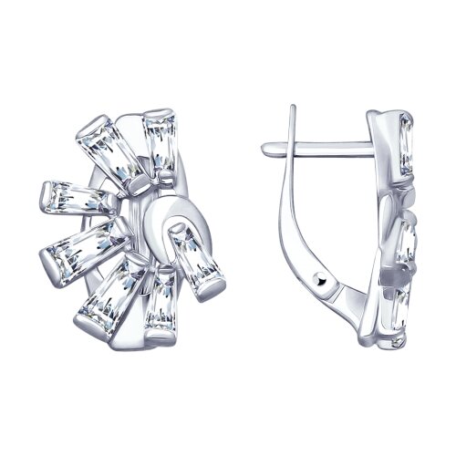 Серьги, серебро, 925 проба, родирование, фианит