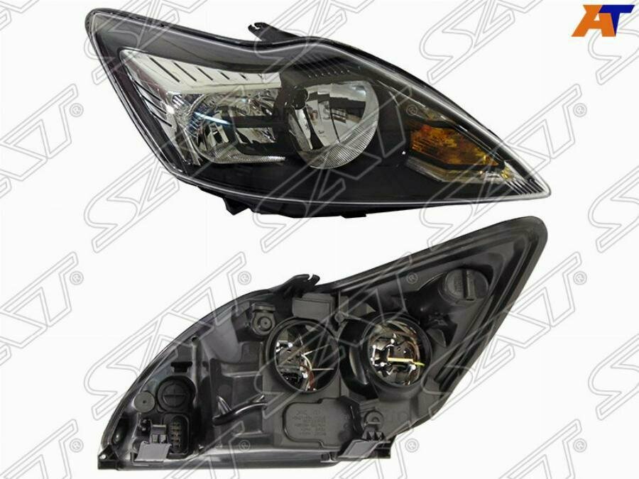 Фара Ford Focus 07-11 (Справа/ Галоген/ С электрокорректором/ Чёрная) SAT ST-431-1181RMLDEM2 | цена за 1 шт