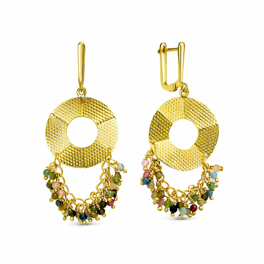 Серьги, серебро, 925 проба, турмалин