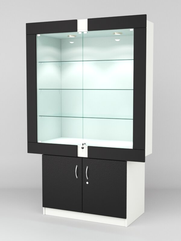 Витрина "электра" №9-1 (задняя стенка - ДСП), Белый-Черный. Производитель товара - компания Westcom.