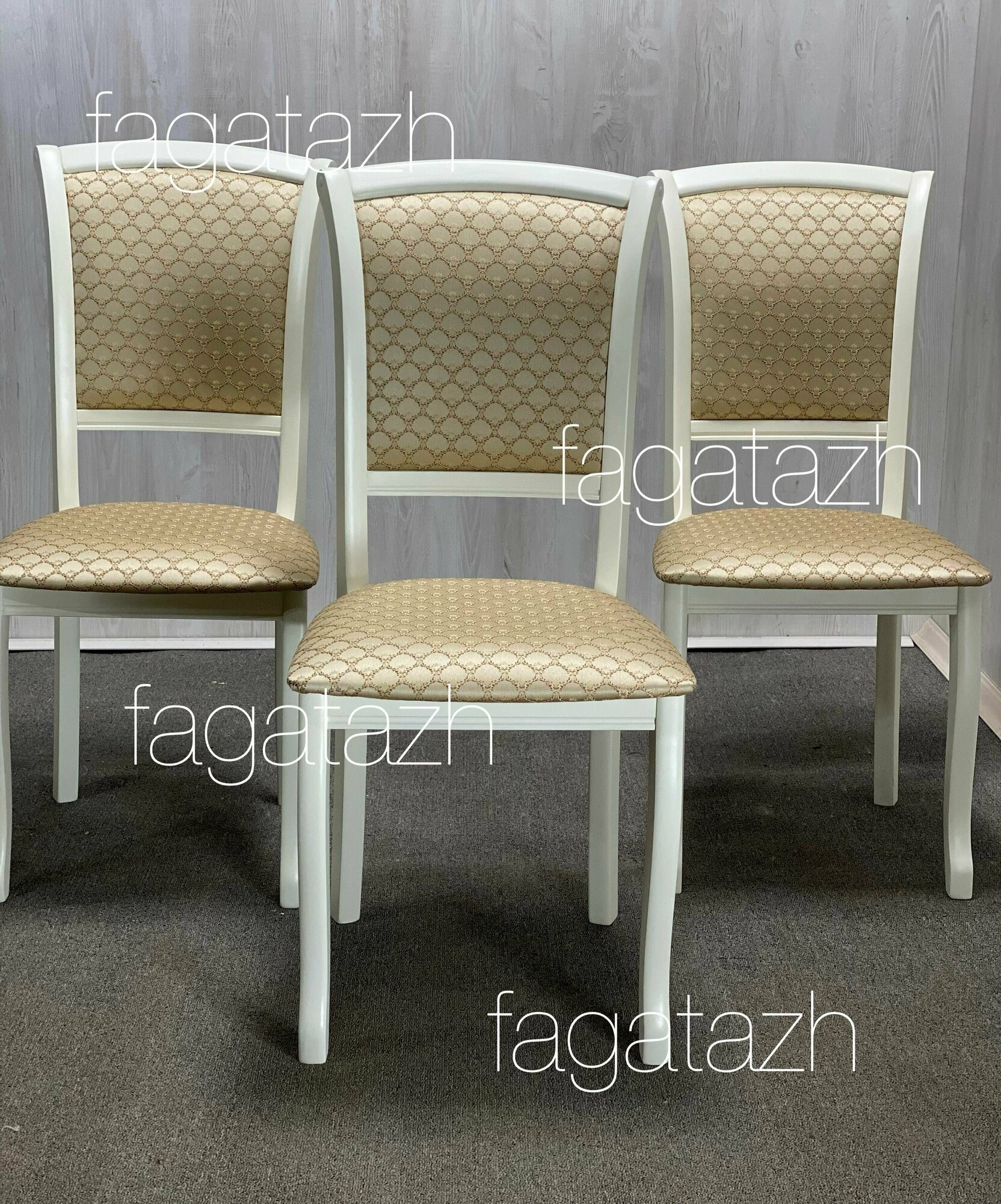 Стулья для кухни из массива бука 3шт цвет бежевый слоновая кость