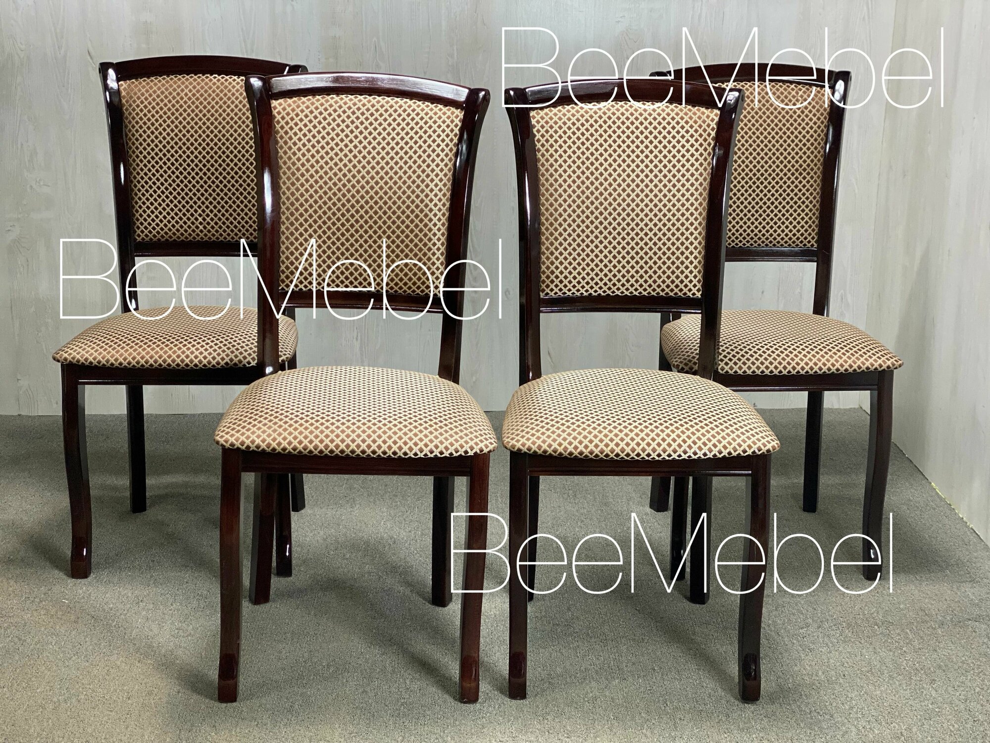 Стулья для кухни, велюр, массив бука, комплект 4 шт, коричневый