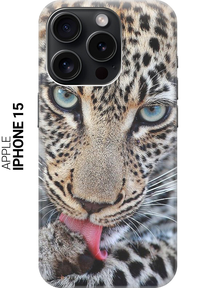 Силиконовый чехол на Apple iPhone 15 Pro / Эпл Айфон 15 Про с рисунком "Леопард"