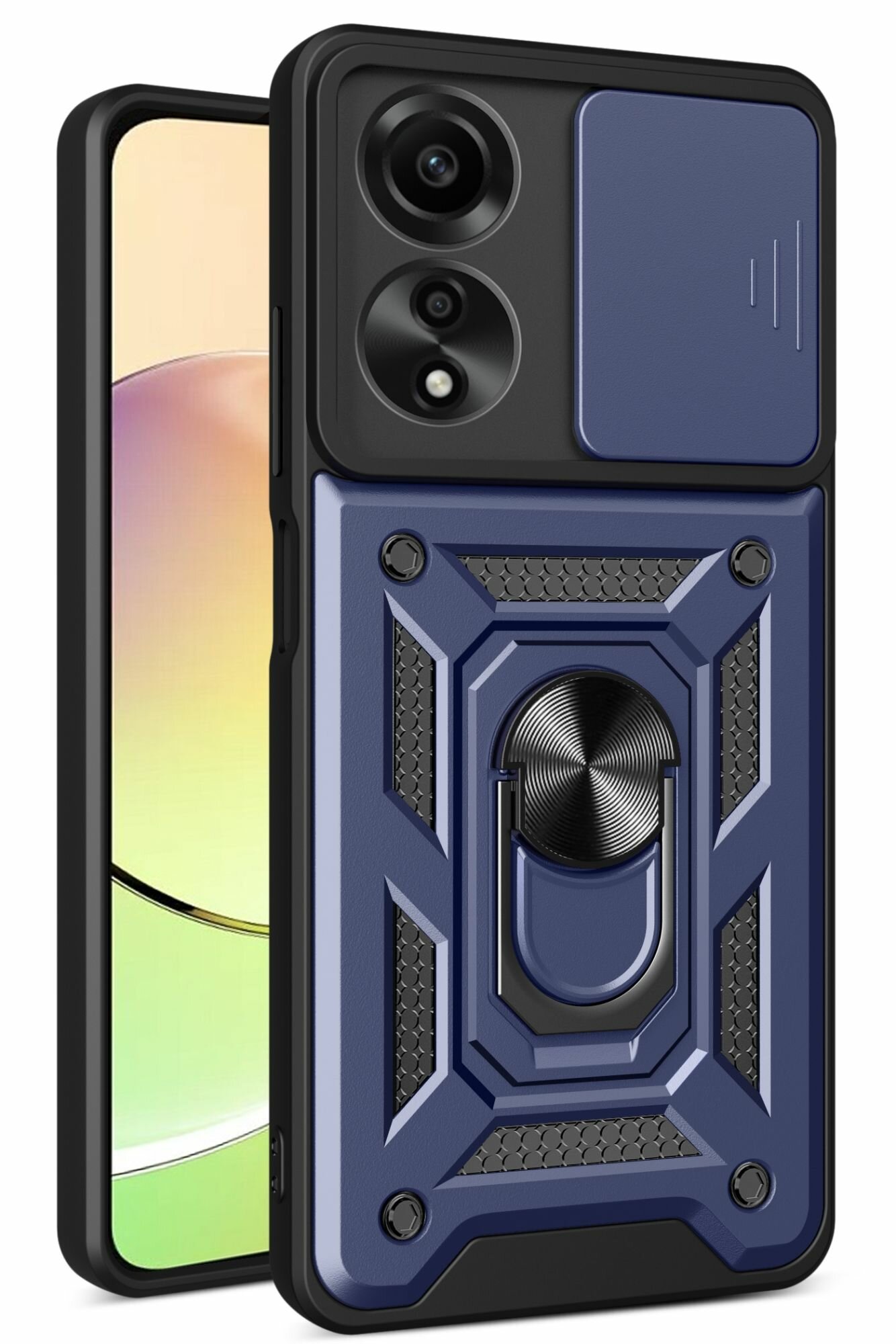 Чехол противоударный для Oppo A78 4G / Оппо А78 4G с защитой камеры armors (Темно-синий)