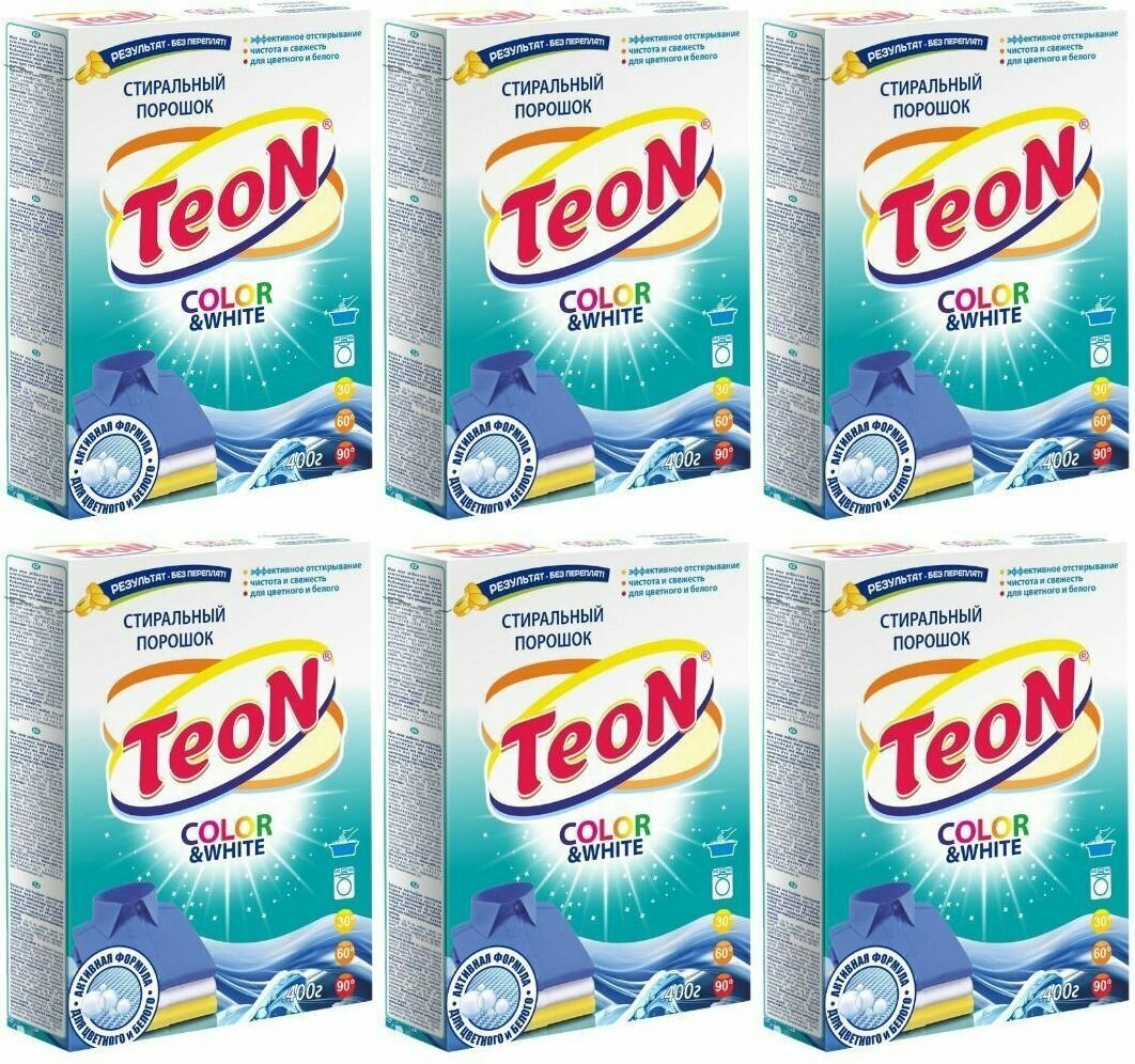 Teon, Стиральный порошок Color&White, 400 г, 6 шт