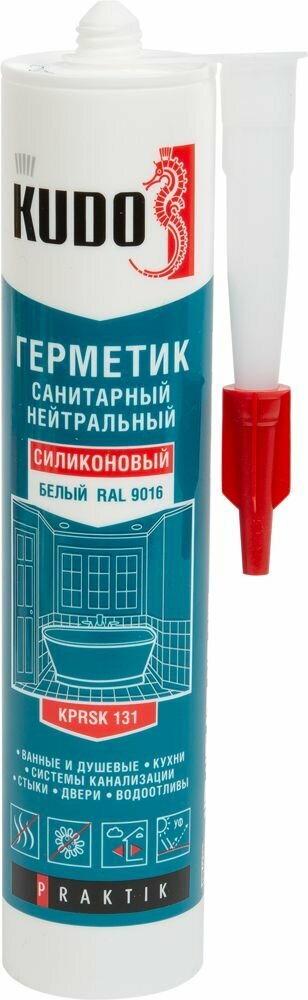 Герметик силиконовый Kudo Praktik нейтральный санитарный белый 260 мл