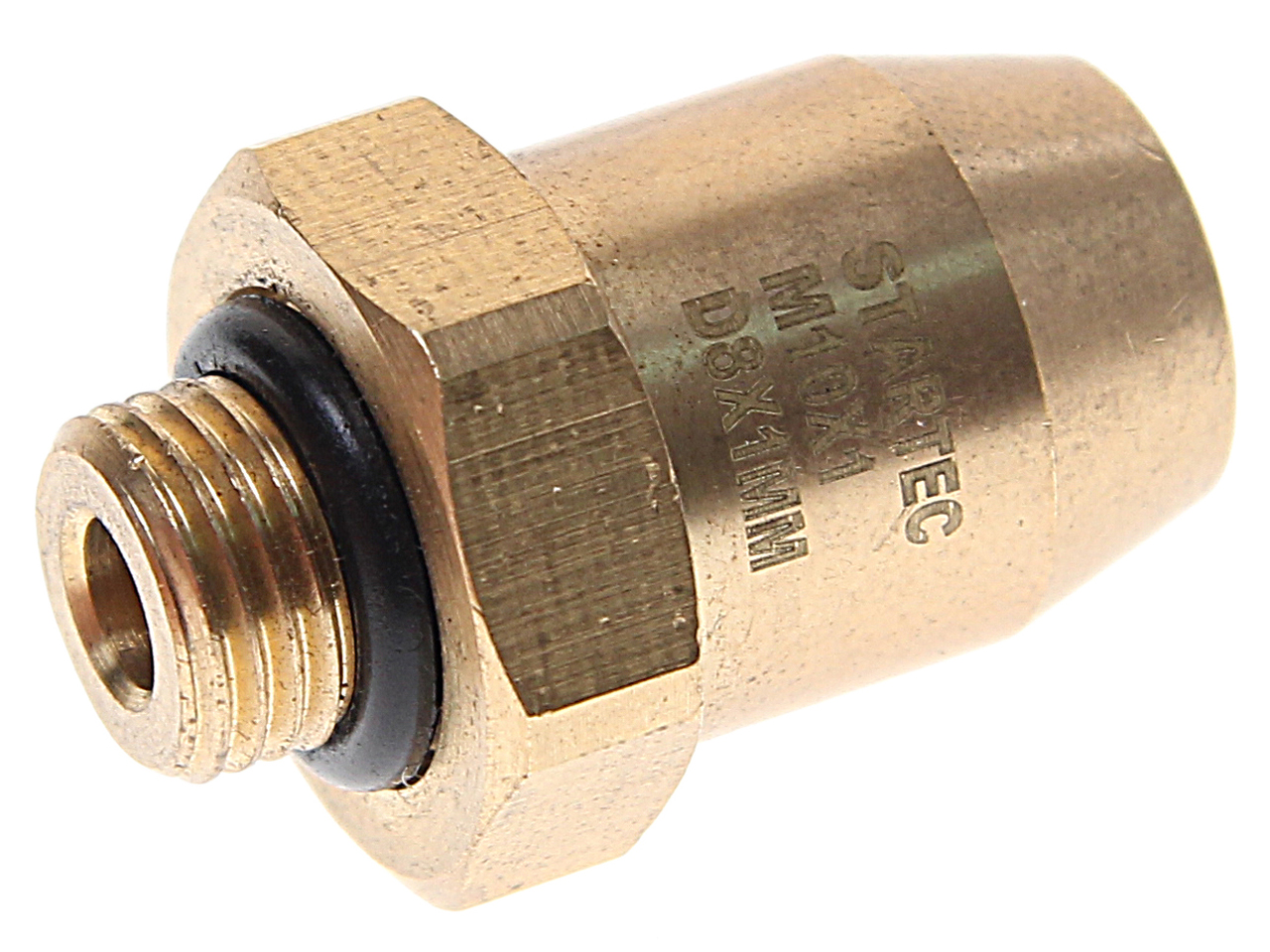 Соединитель трубки ПВХ, полиамид d=8х1.0мм (наружная резьба) М10х1.0 прямой латунь STARTEC