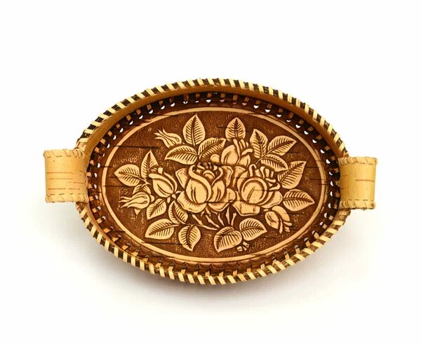 Тарелка-Сухарница "Розы" 22 * 16 * 7. Береста. Ручная работа