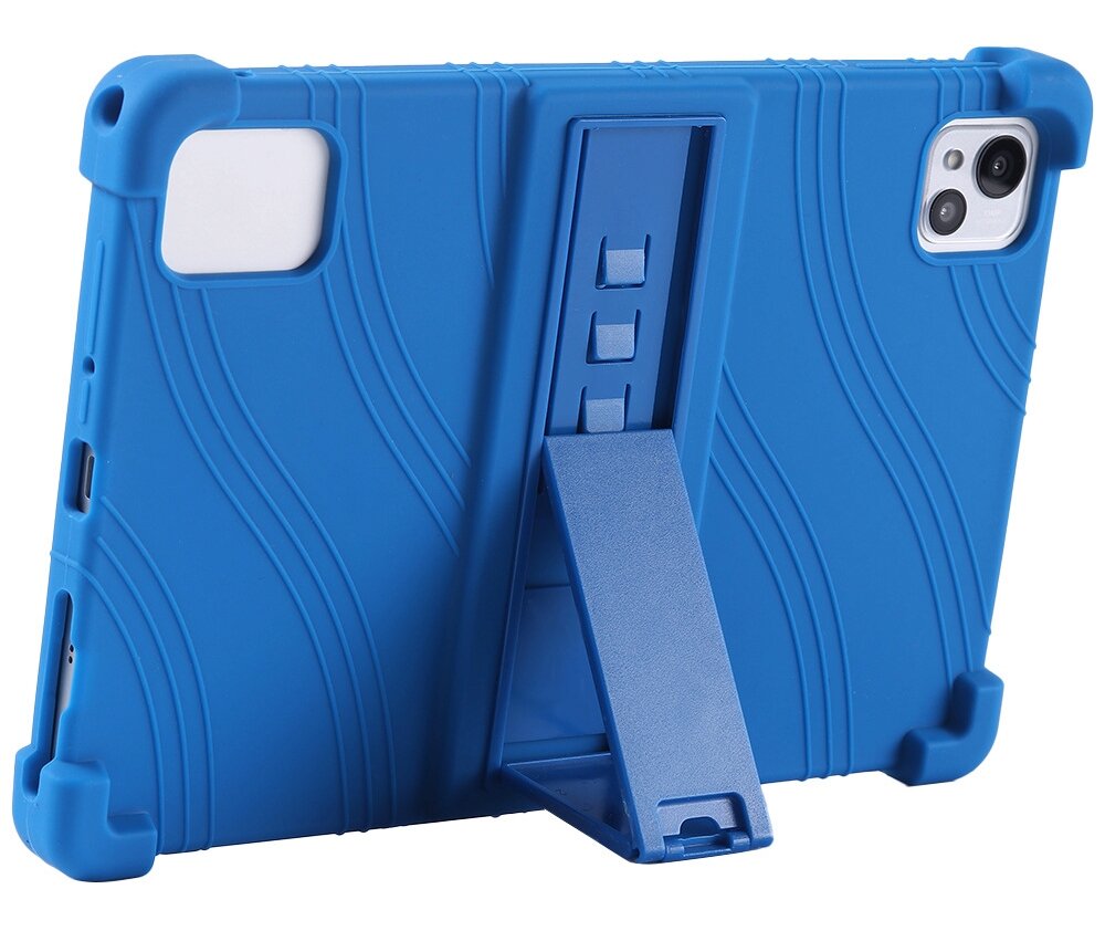Чехол-бампер MyPads для Blackview Tab 13 с крепежом для стилуса и подставкой, силиконовый, в синем цвете